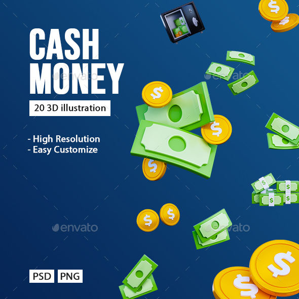 3d Cash Money Icon, Graphics | GraphicRiver
