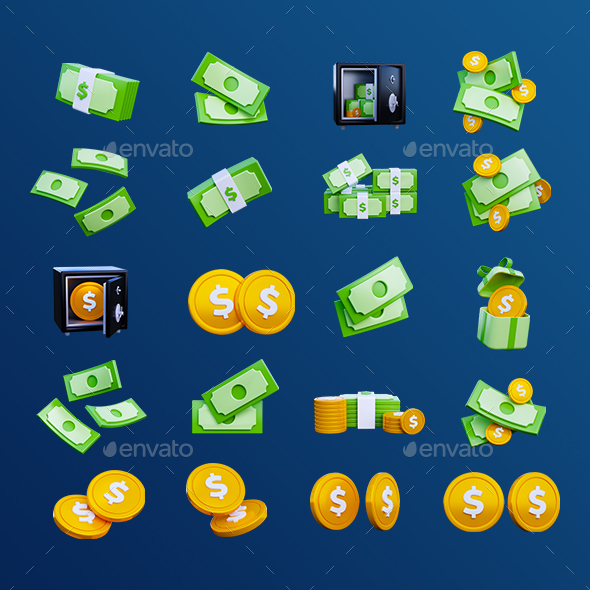 3d Cash Money Icon, Graphics | GraphicRiver