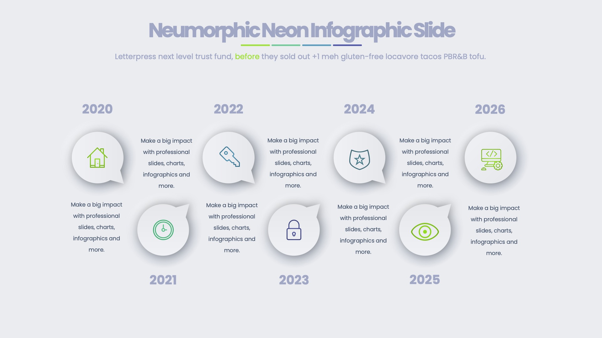 Neumorphic Neon - PowerPoint Infographics Slides, Presentation Templates
