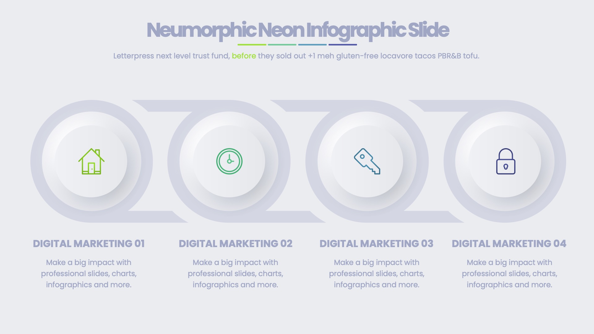 Neumorphic Neon - PowerPoint Infographics Slides, Presentation Templates