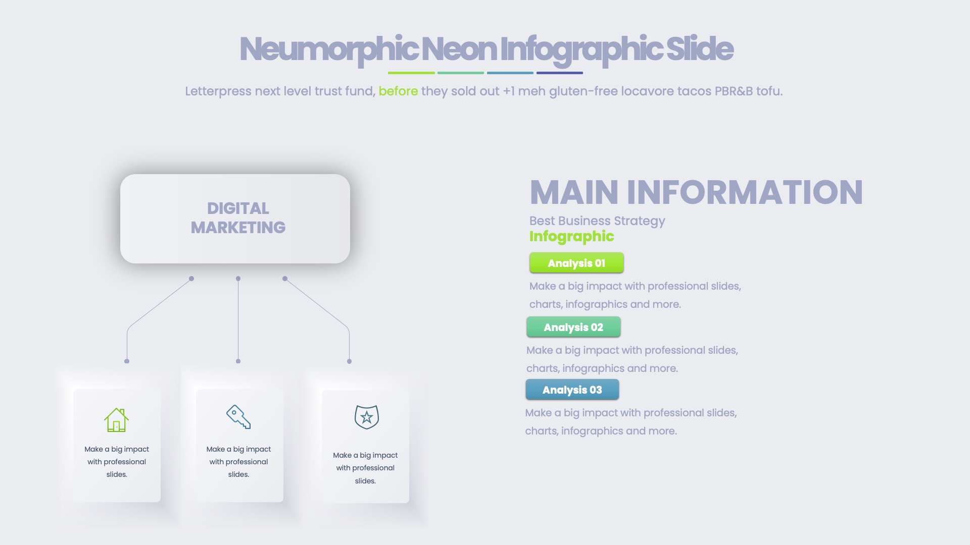 Neumorphic Neon - PowerPoint Infographics Slides, Presentation Templates