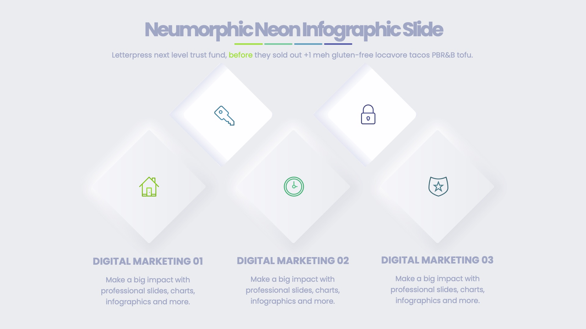Neumorphic Neon - PowerPoint Infographics Slides, Presentation Templates