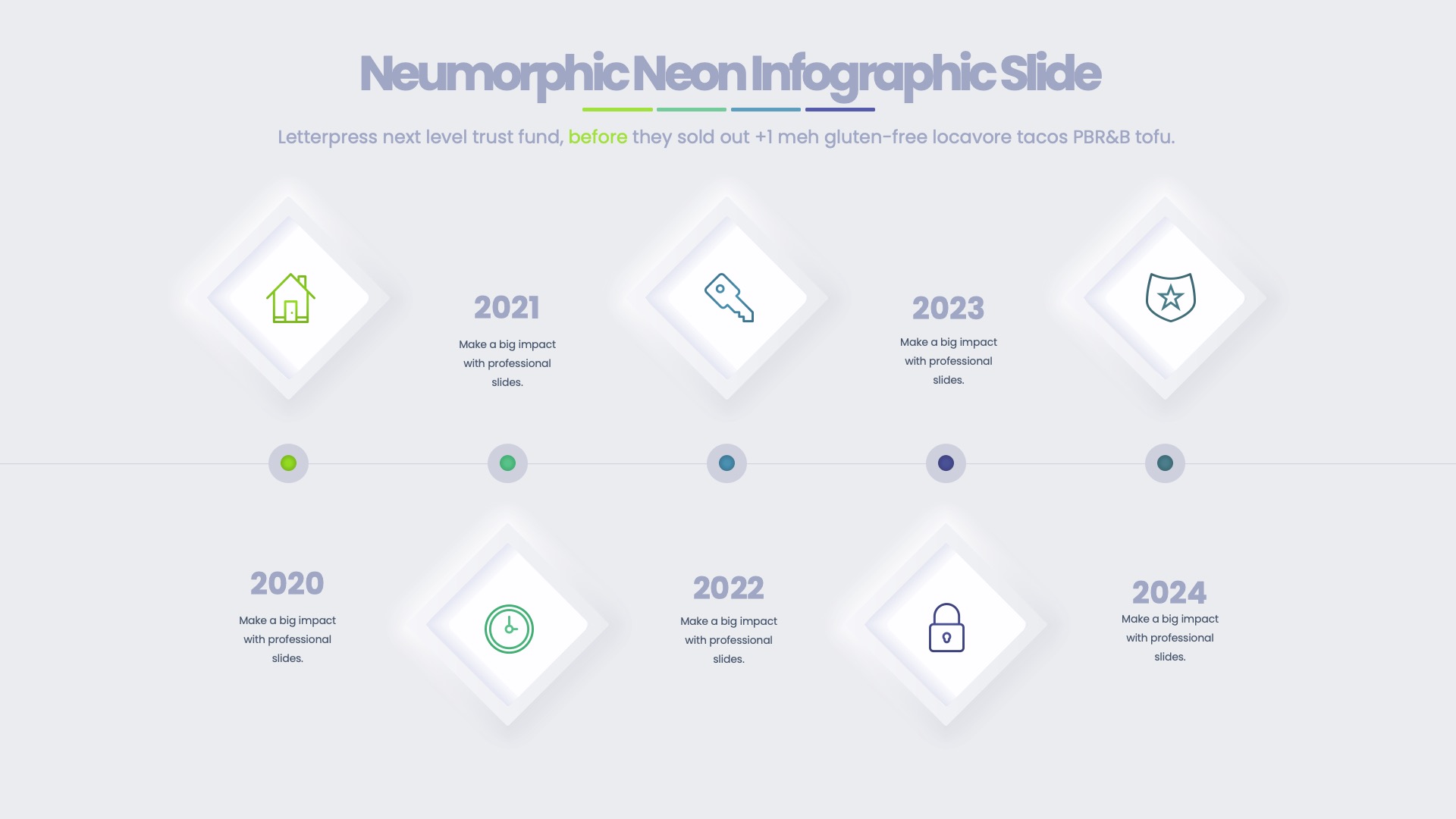 Neumorphic Neon - PowerPoint Infographics Slides, Presentation Templates