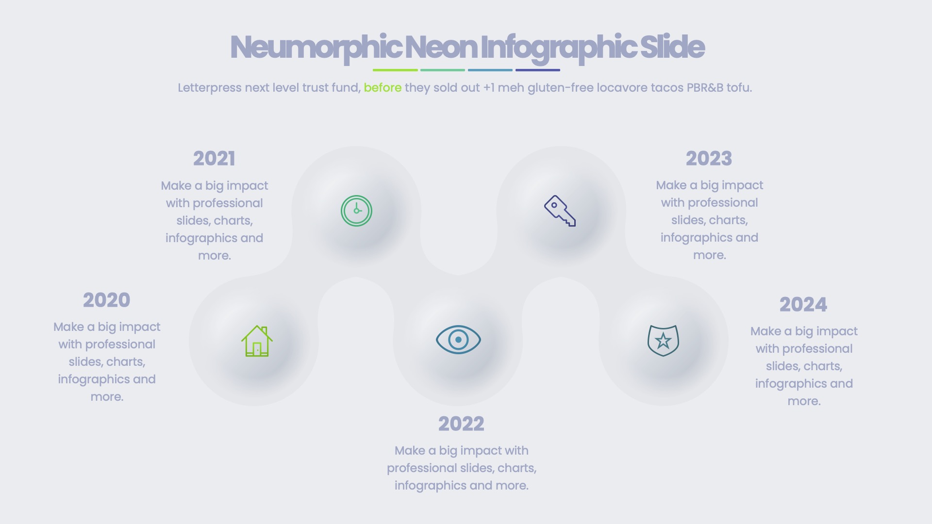 Neumorphic Neon - PowerPoint Infographics Slides, Presentation Templates