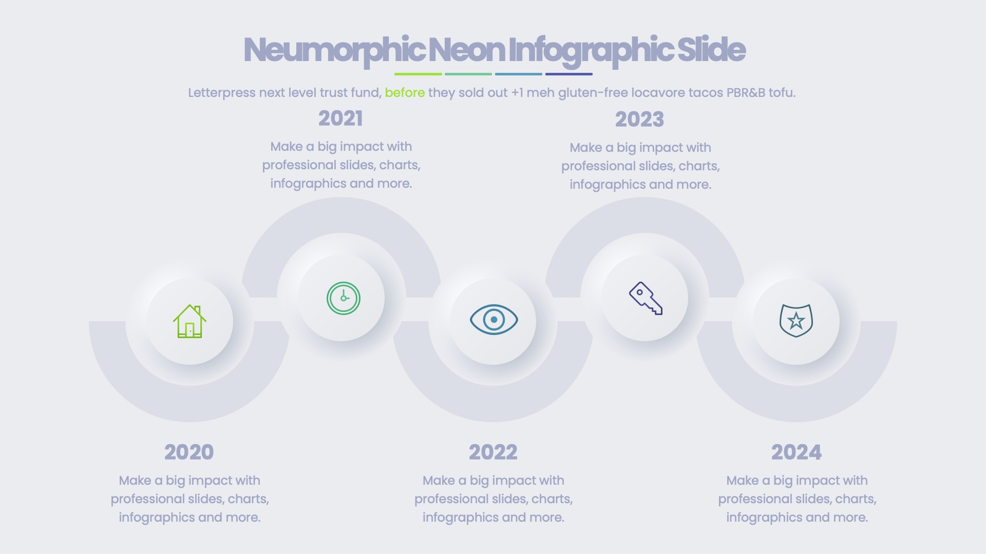 Neumorphic Neon - PowerPoint Infographics Slides, Presentation Templates
