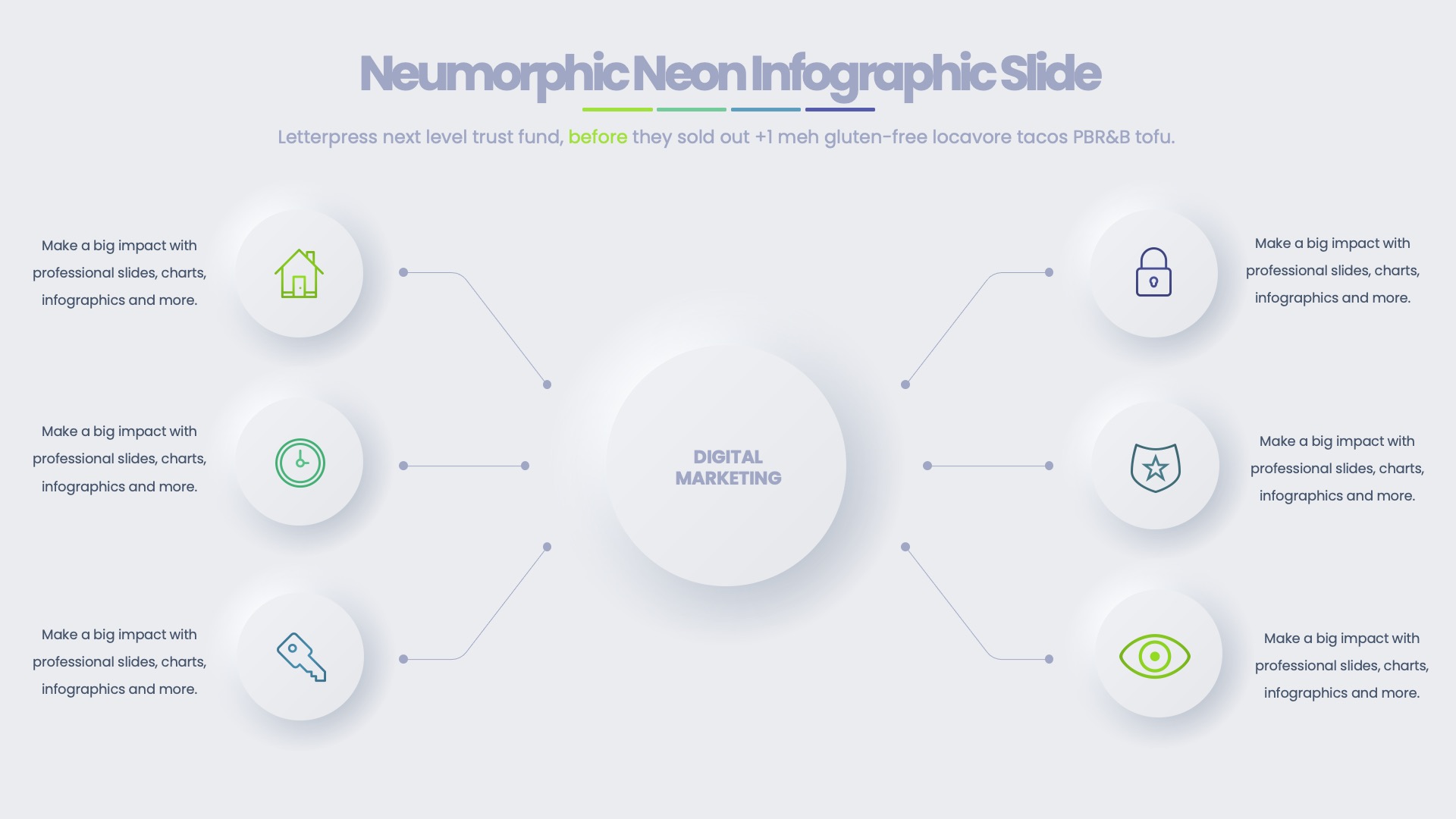 Neumorphic Neon - PowerPoint Infographics Slides, Presentation Templates