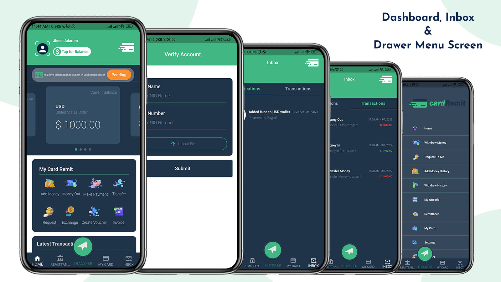 cardRemit - Virtual Prepaid Card and Remittance Platform Flutter App by AppDevsX