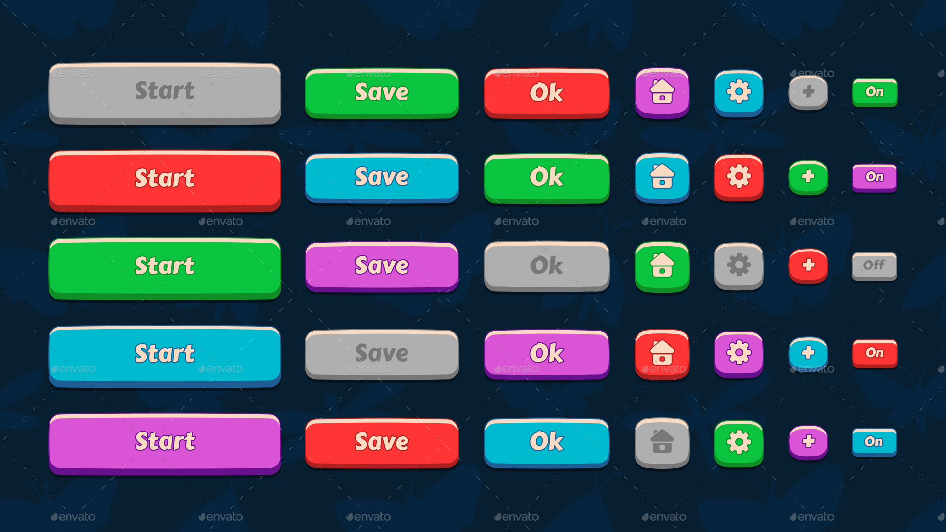 Butterfly Game UI pack, Game Assets | GraphicRiver