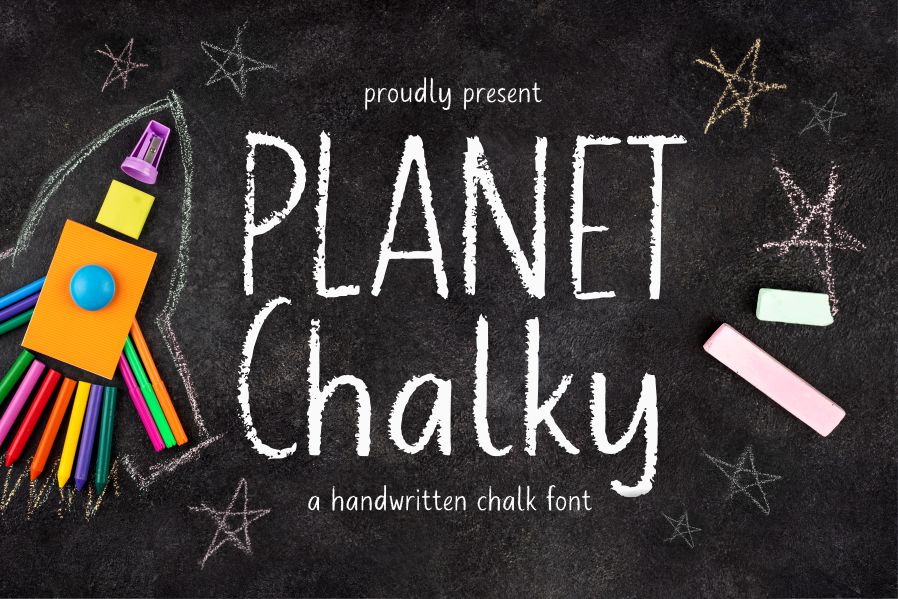 Planet Chalky A Handwritten Chalk Font, Fonts | GraphicRiver