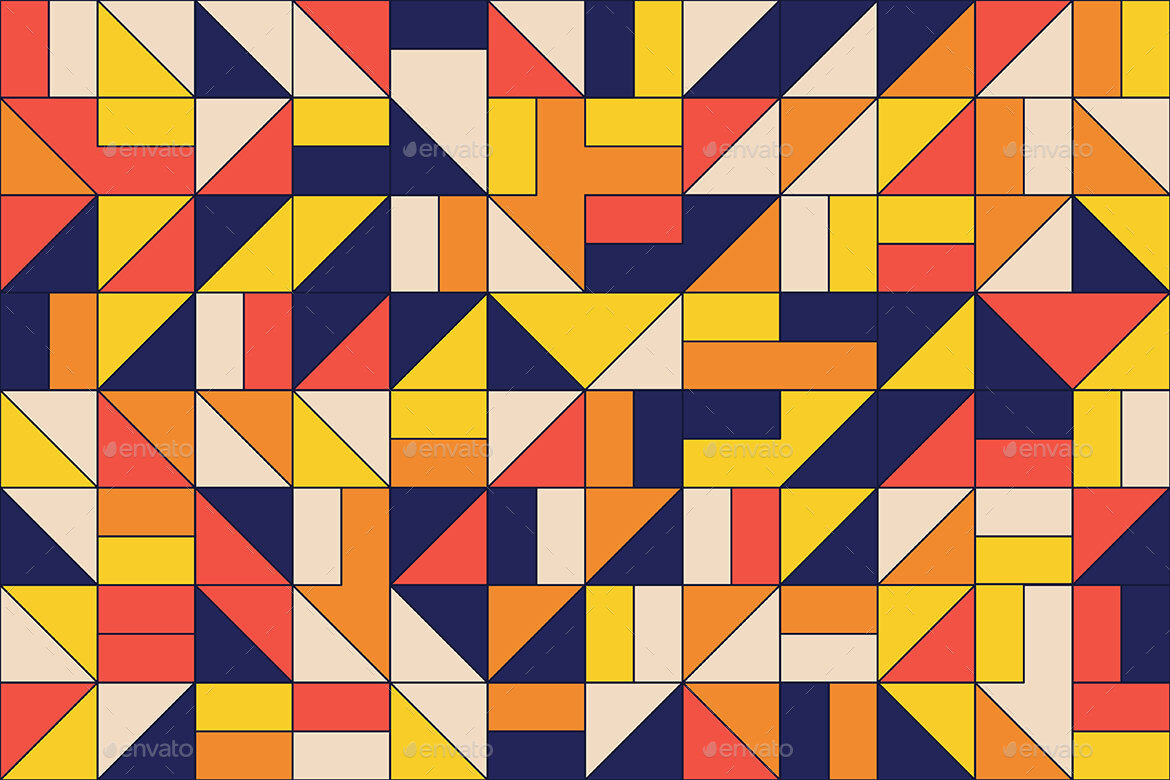 Flat Geometric Mosaic Seamless Patterns by themefire_pro | GraphicRiver