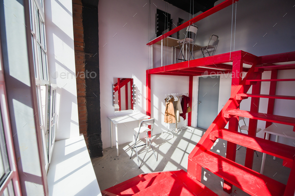 Two-storey dressing room in the loft space of the photo Studio. 10.11. ...