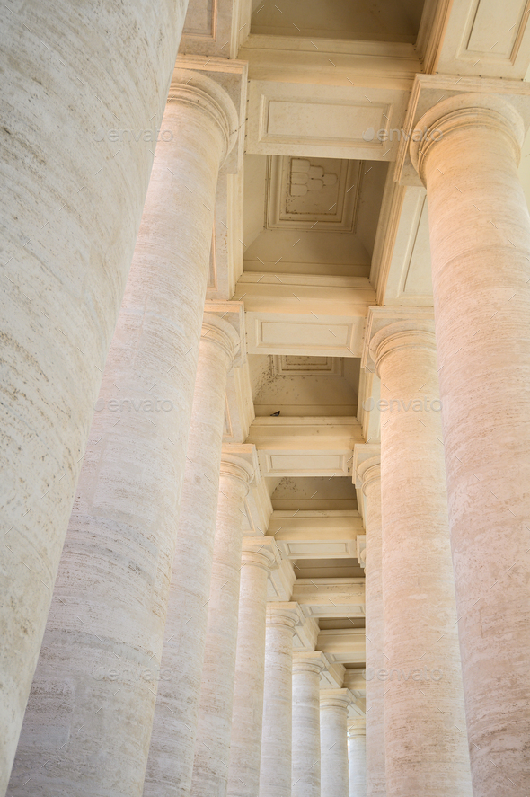 Perspective of the Colonnades of St. Peter's Square. Italy, Rome ...