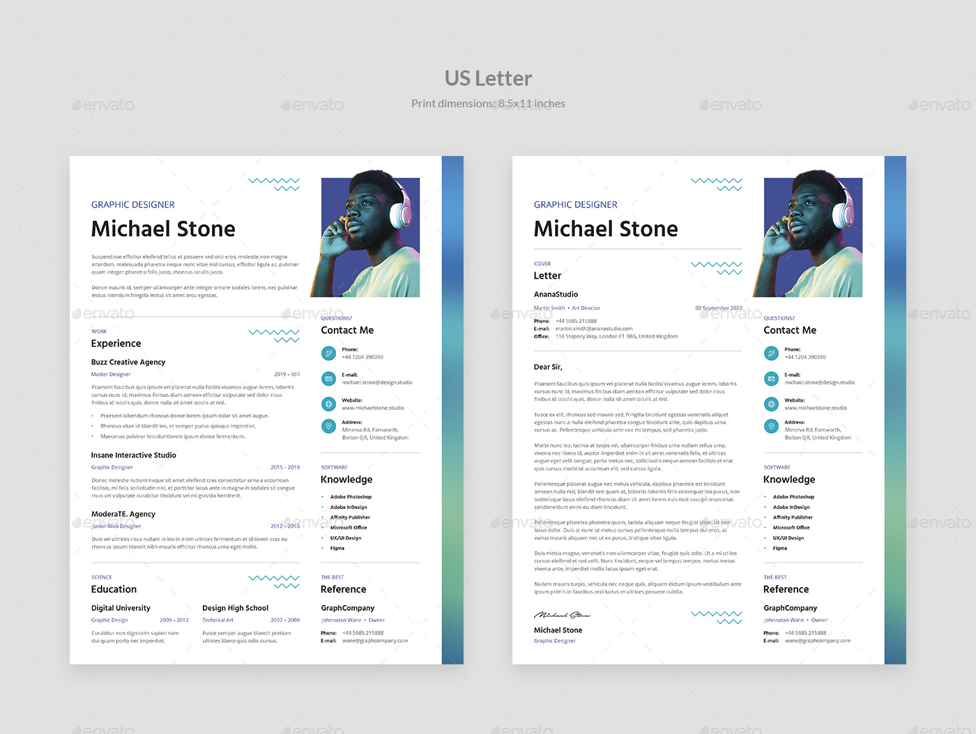 Urho Creative Resume and Cover Letter Template, Print Templates ...