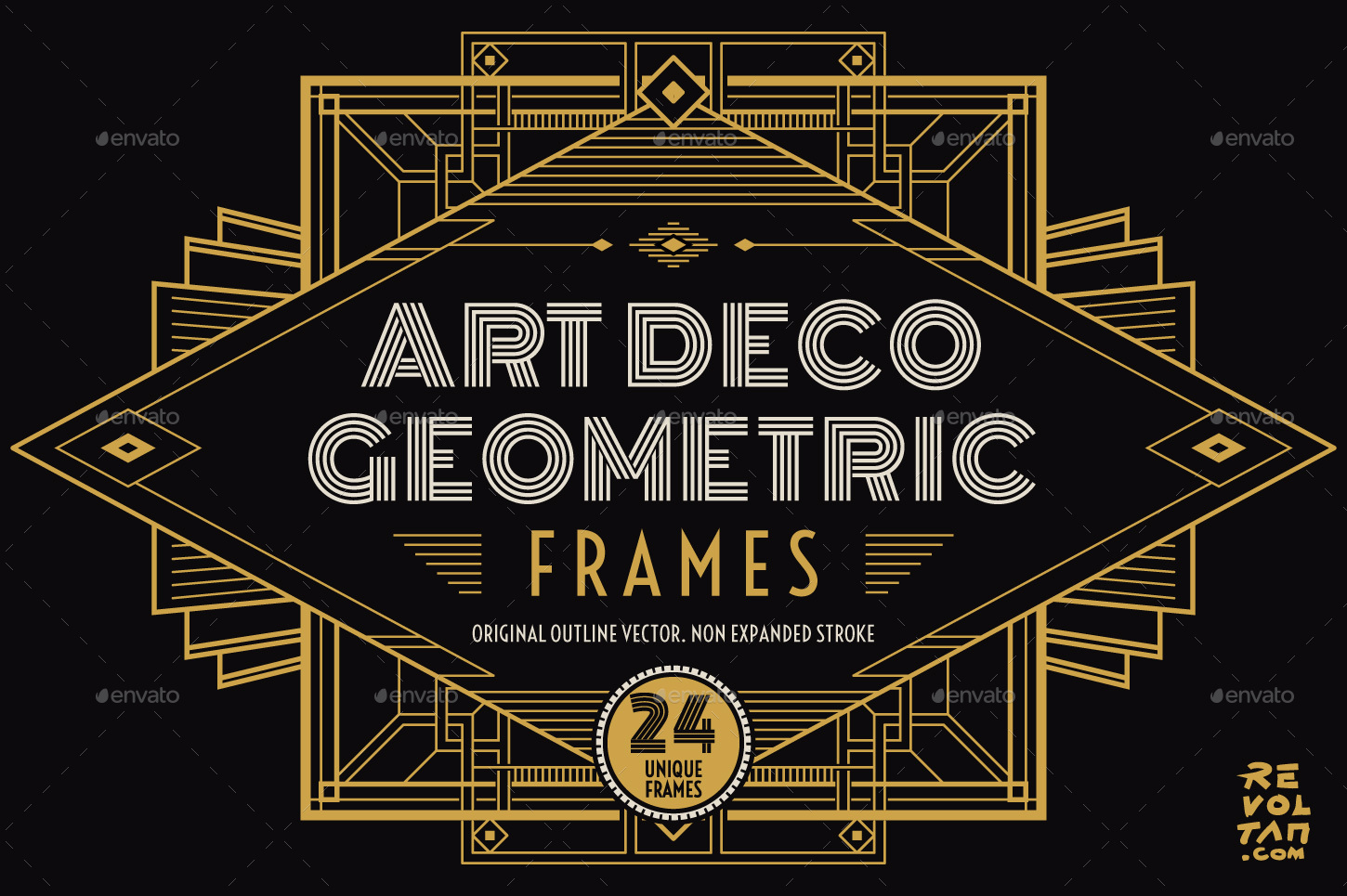 Art Deco Geometric Frames, Graphics | GraphicRiver