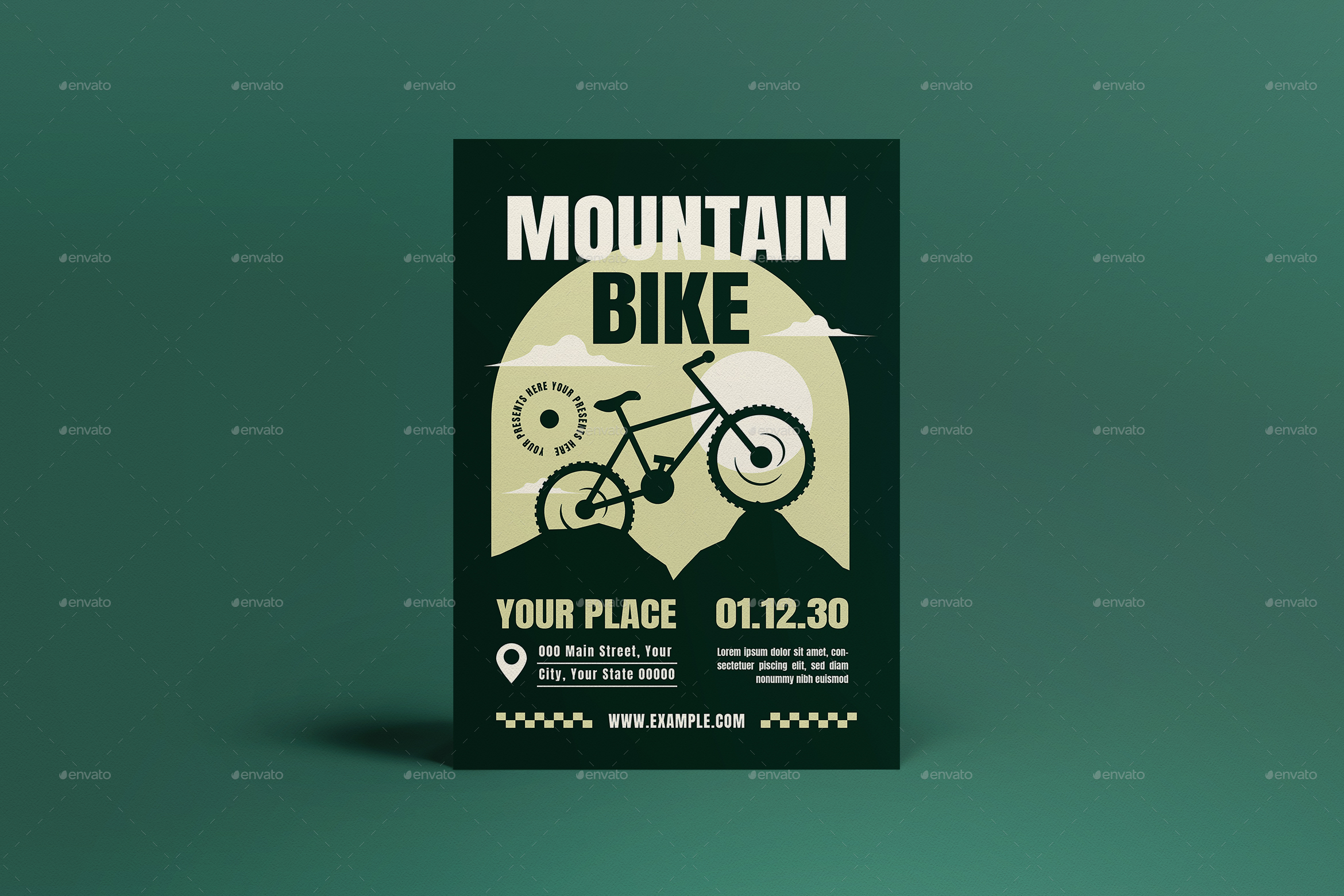 Green Flat Design Mountain Bike Flyer Set, Print Templates | GraphicRiver
