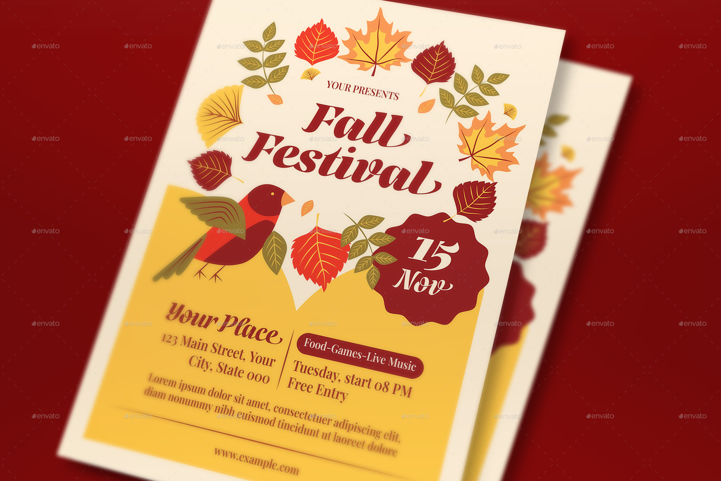 Yellow Modern Fall Festival Flyer Set, Print Templates | GraphicRiver