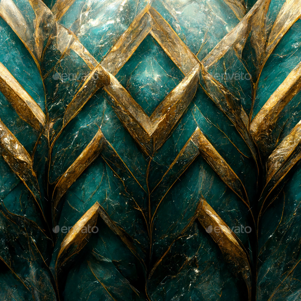 The natural Pattern Background in Gold and Teal color, Digital generate ...