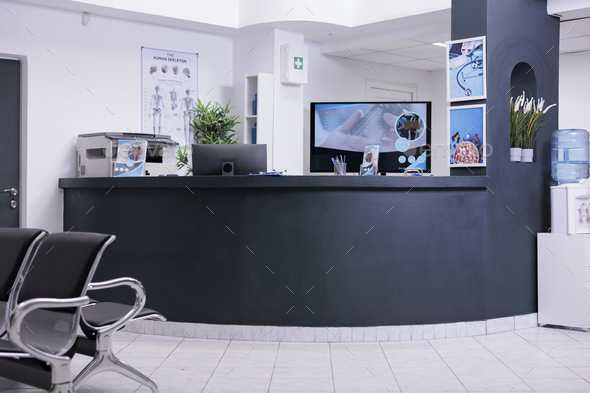 Facility registration counter in waiting area lobby Stock Photo by DC ...