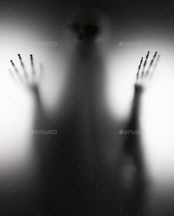 Shadow blur of horror skeleton. Halloween background. Stock Photo by ...