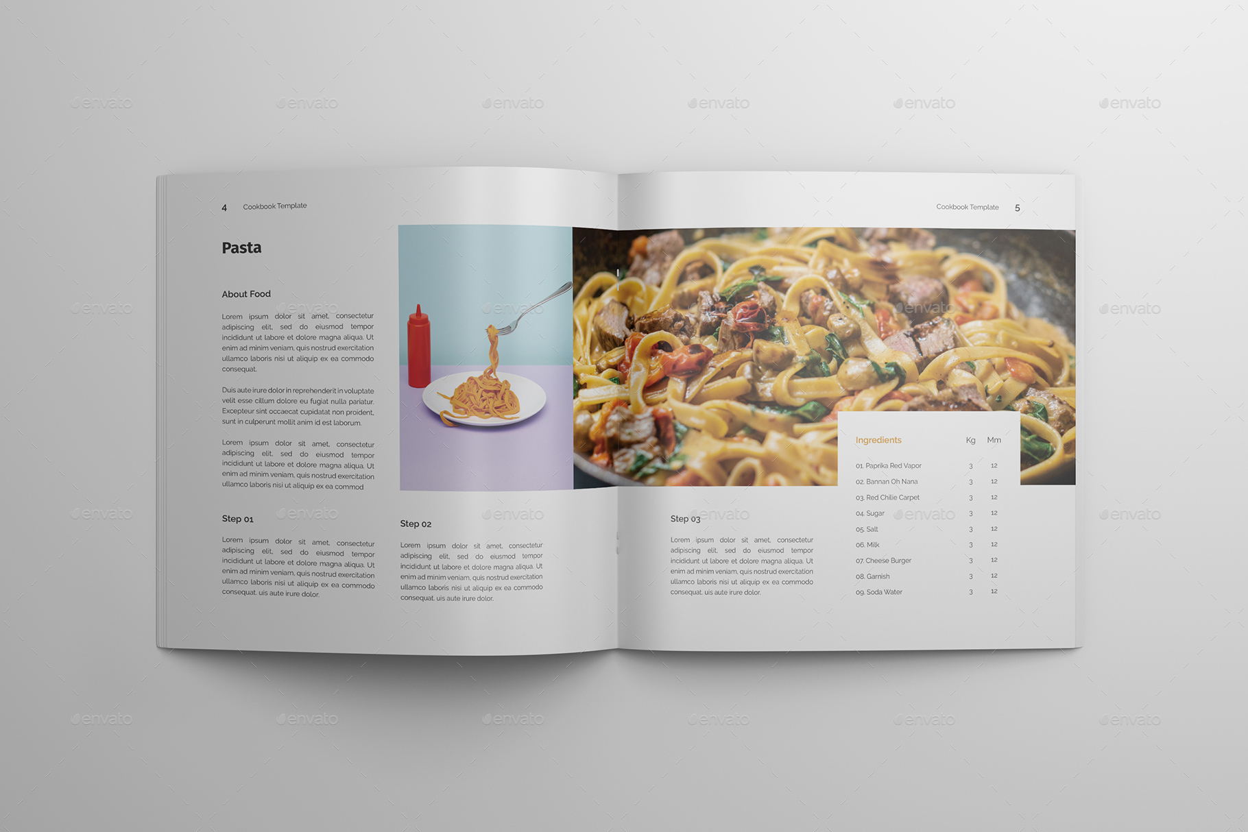 Square Recipe Book / Cookbook Template, Print Templates | GraphicRiver