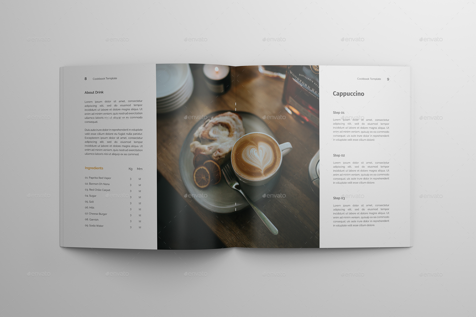 Square Recipe Book / Cookbook Template, Print Templates | GraphicRiver