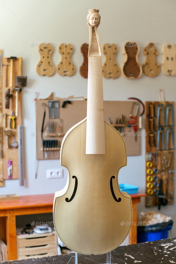 Cello in one of the stages of its construction in the Luthier's ...