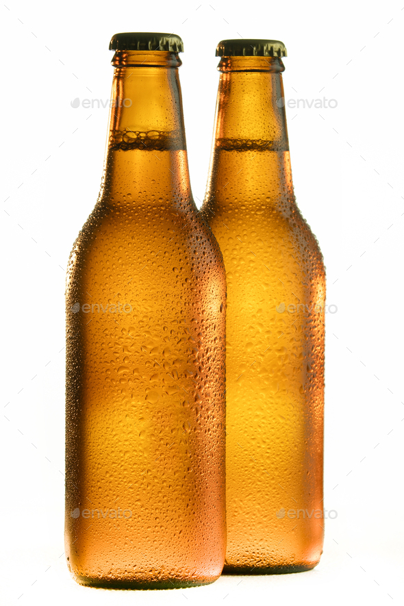 Ice cold beers with white background Stock Photo by EnriqueMicaelo