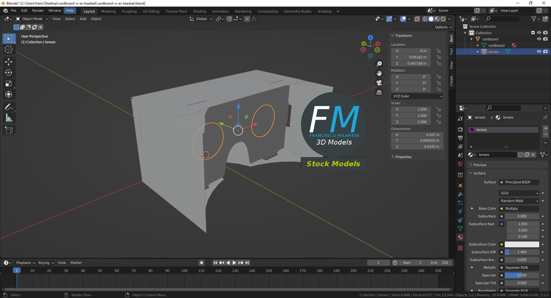 Cardboard vr ar headset by FrancescoMilanese85 | 3DOcean