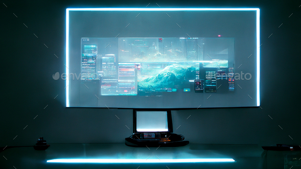 The Hi-Tech application Computer screen on the desk - Digital Generate ...