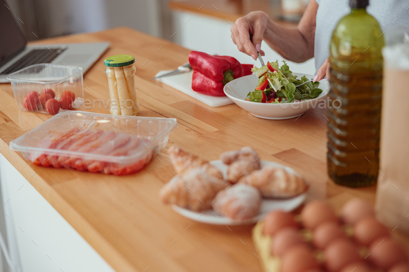 Photo of kitchen counter with healthy food indoors Stock Photo by ...