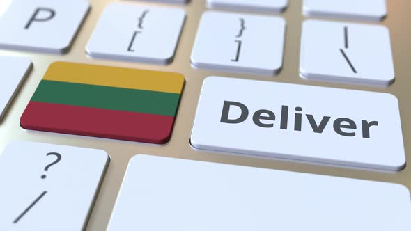 Deliver Text and Flag of Lithuania on the Computer Keyboard, Motion ...