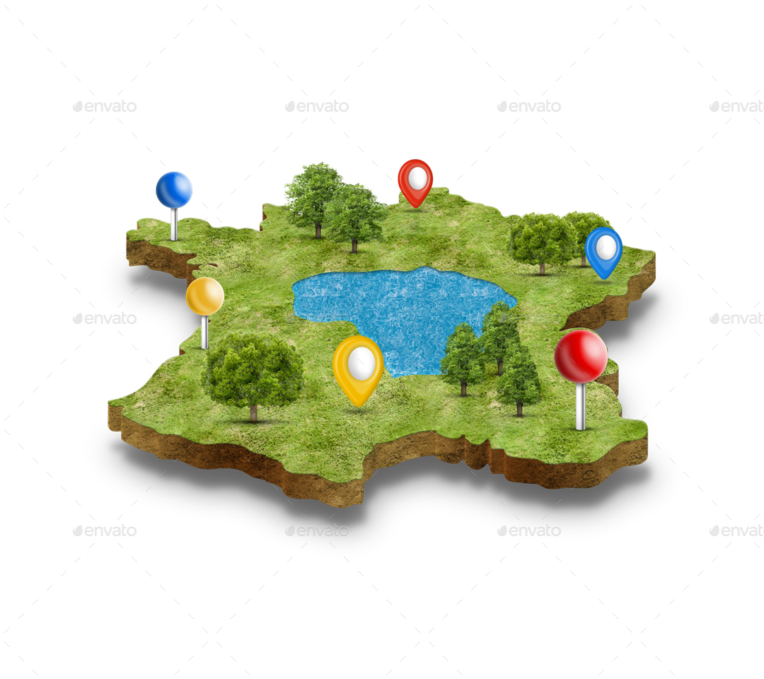 3D Map / Land Generator Via Photoshop Mockup, Graphics | GraphicRiver