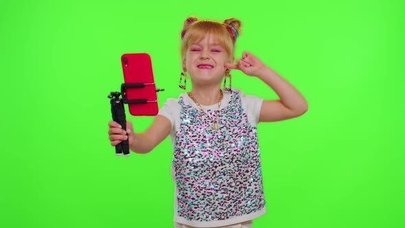 Happy Funky Blogger Child Kid Girl Recording Funny Dancing Video on ...