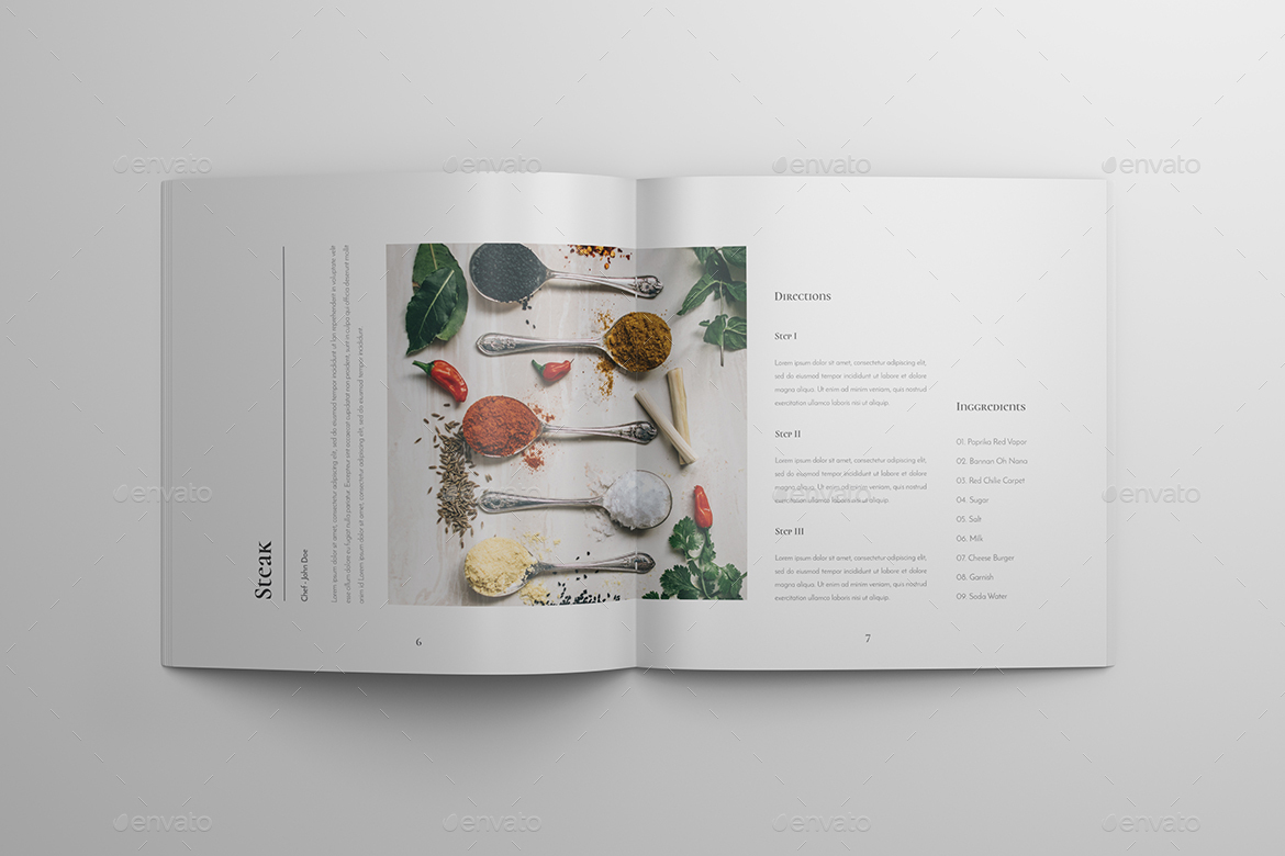 Square Cookbook / Recipebook Template, Print Templates | GraphicRiver