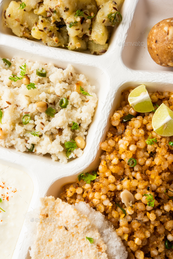 Indian Upwas thali, fasting food platter or thali for home delivery or ...