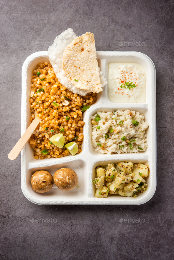 Indian Upwas thali, fasting food platter or thali for home delivery or ...