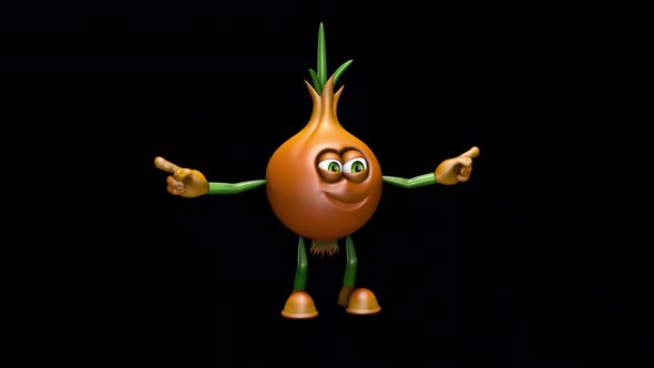 Fun Onion Looped Dance with Alpha Channel and Shadow, Motion Graphics