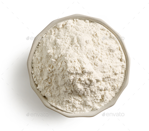 bowl of flour on white background Stock Photo by magone | PhotoDune
