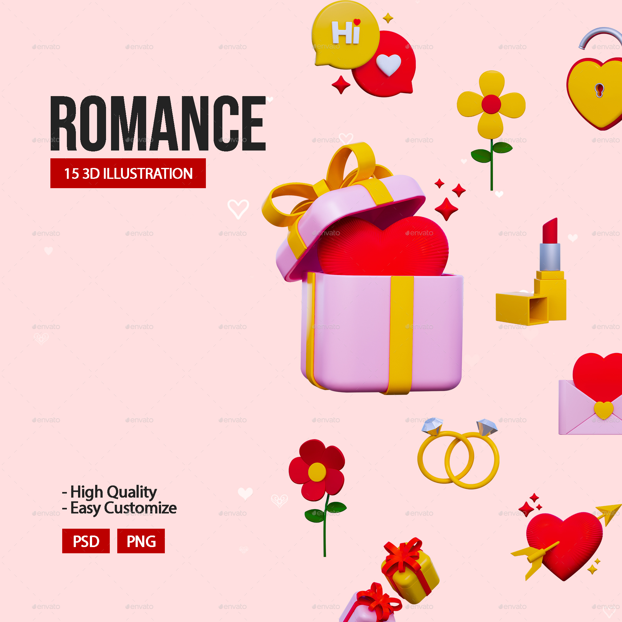 3d Romance Icon Pack, Graphics | GraphicRiver