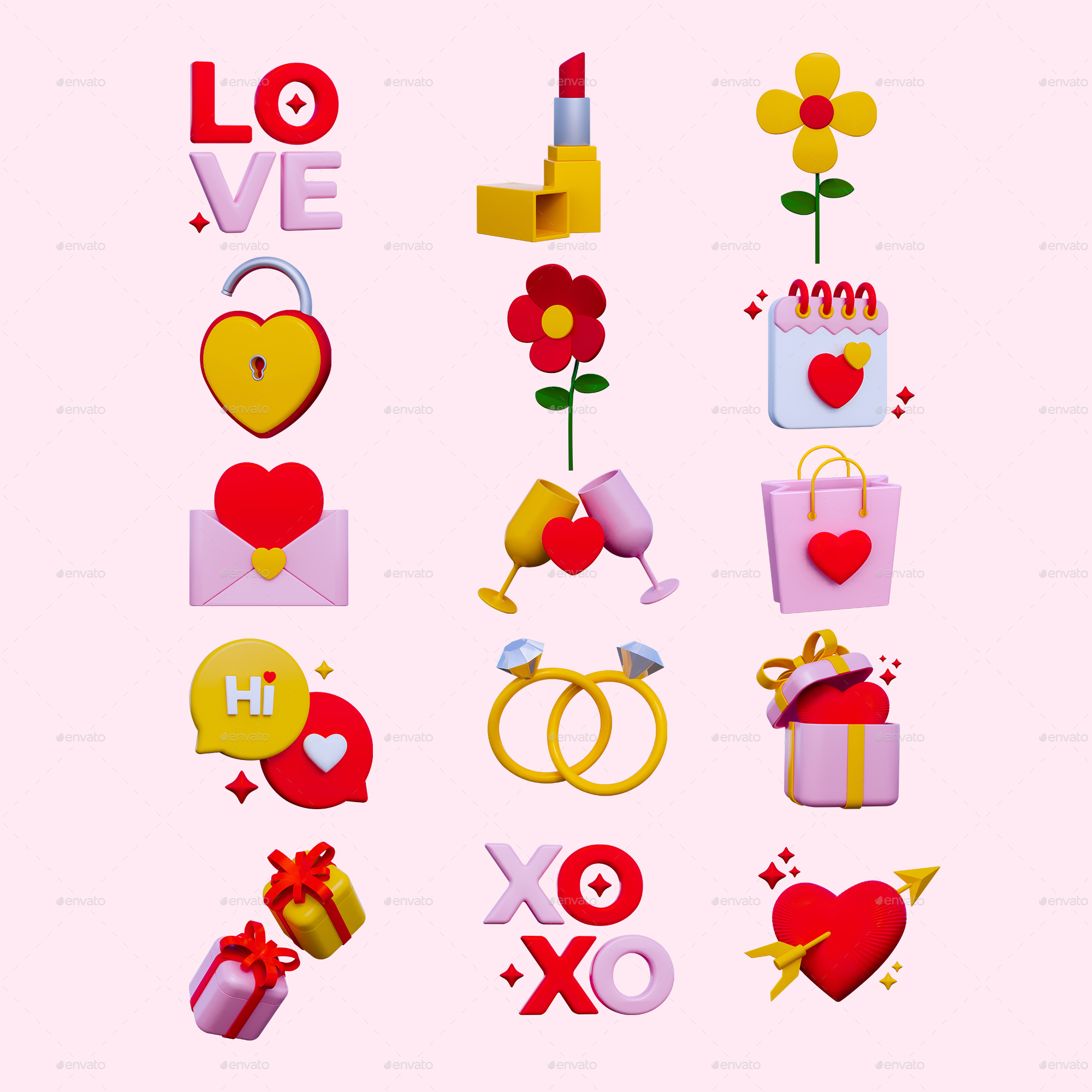 3d Romance Icon Pack, Graphics | GraphicRiver