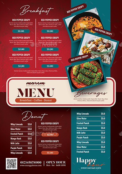 Colorful Food Menu, Print Templates | GraphicRiver
