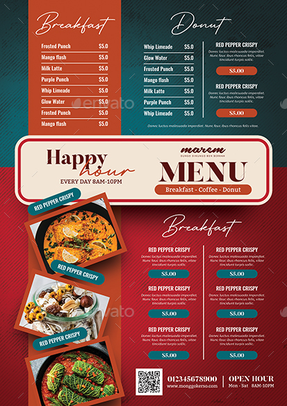 Colorful Food Menu, Print Templates | GraphicRiver