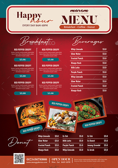 Colorful Food Menu, Print Templates | GraphicRiver
