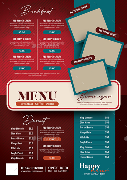 Colorful Food Menu, Print Templates | GraphicRiver