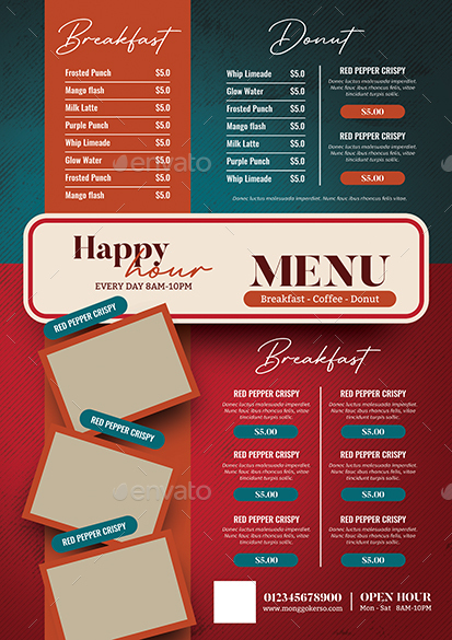 Colorful Food Menu, Print Templates | GraphicRiver