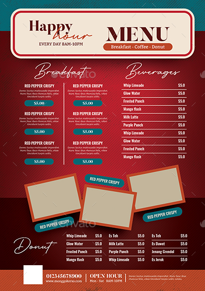 Colorful Food Menu, Print Templates | GraphicRiver