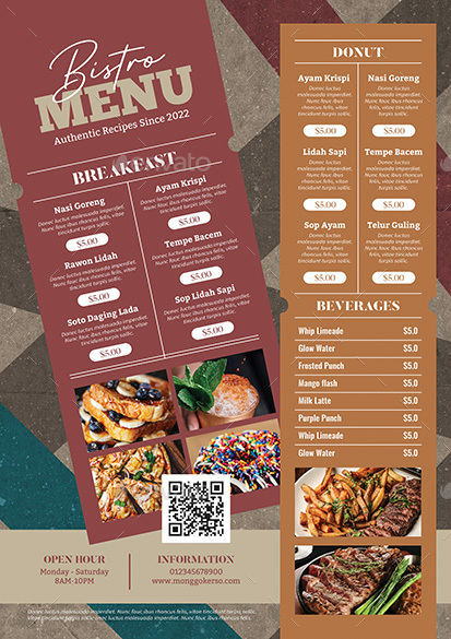 Rustic Food Menu, Print Templates | GraphicRiver