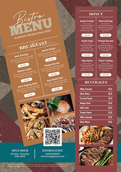 Rustic Food Menu, Print Templates | GraphicRiver