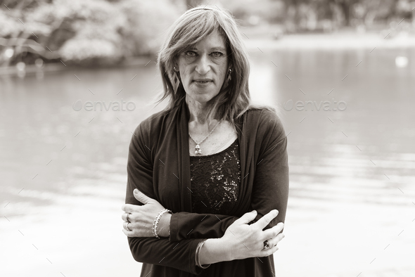 Transgender man with make-up on and wearing woman's clothes. Stock ...