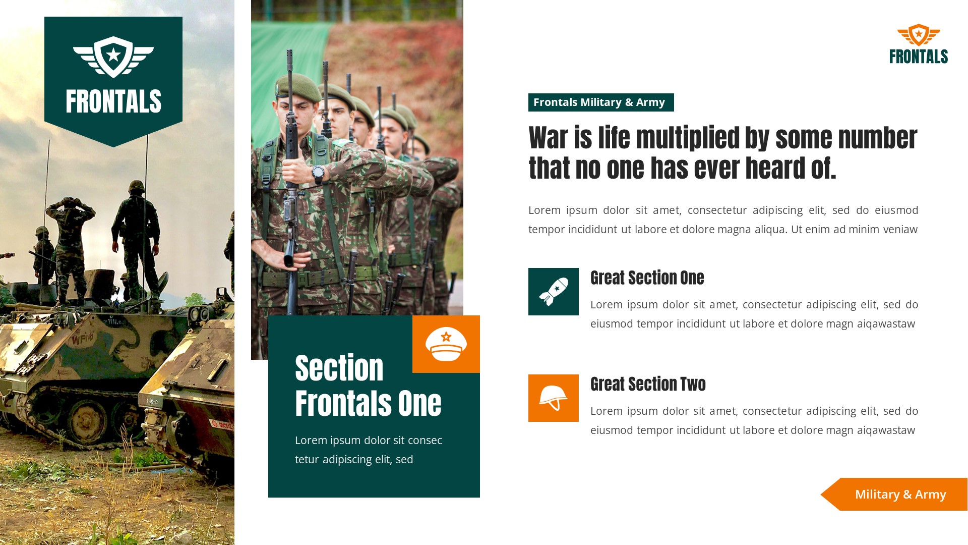Frontals - Military & Army Powerpoint Template, Presentation Templates
